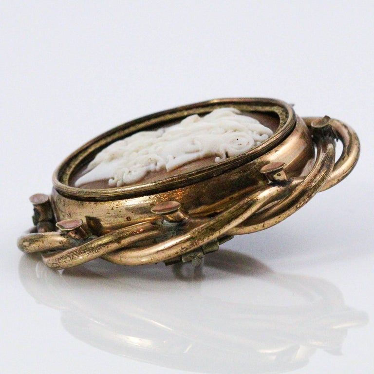 Victorian Gold-Filled Reversible Cameo Hair Mourning Brooch For Sale at ...