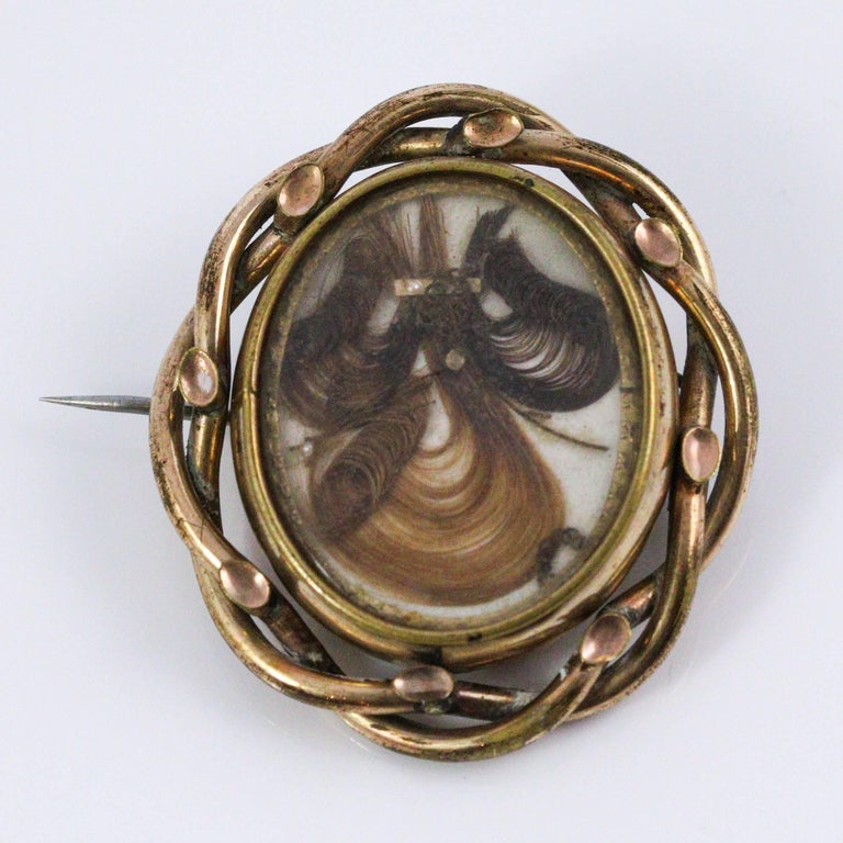 Victorian Gold-Filled Reversible Cameo Hair Mourning Brooch For Sale at ...