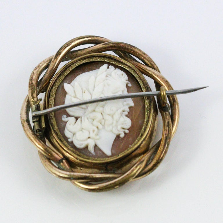 Victorian Gold-Filled Reversible Cameo Hair Mourning Brooch For Sale at ...