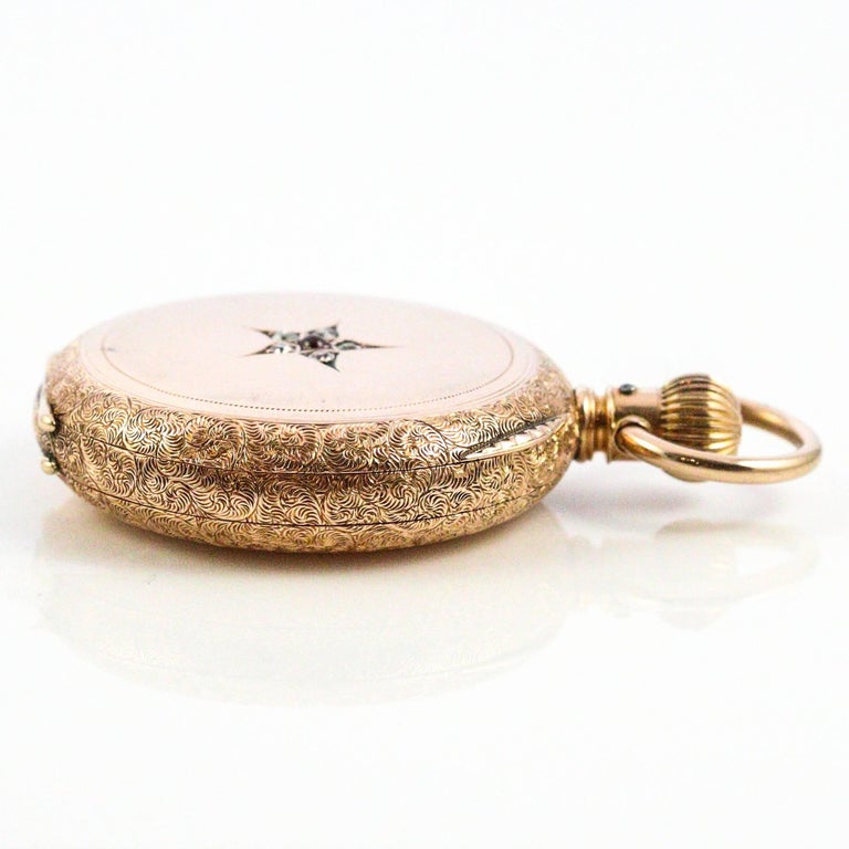 Elgin Rose Gold Diamond Ruby Pocket Watch, 1887 at 1stDibs | elgin rose ...