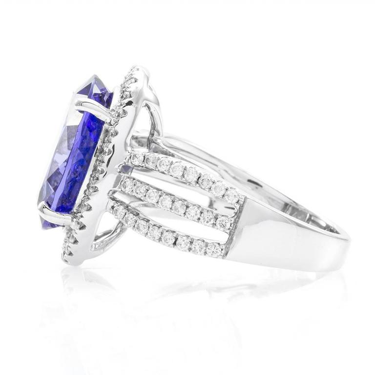 M. Christoff Tanzanite Ring w/ Pavé Diamond Halo and Shoulders at ...