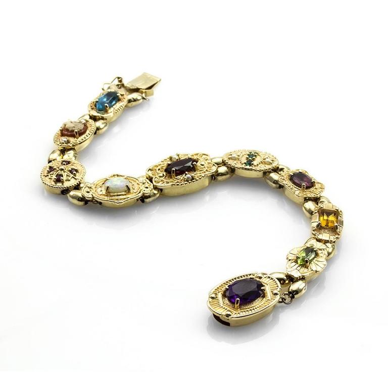 Richard Glatter Victorian Replica Gem Stone Gold Slide Bracelet For ...