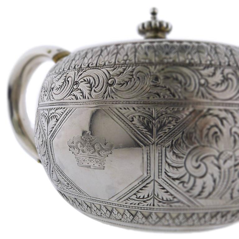 Sterling Silver Victorian Tea Service with Armorial Crest of British ...