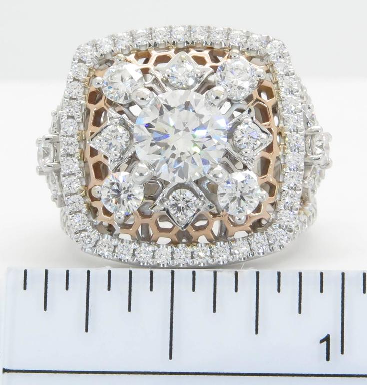 Gabriel and Co. 3.10 Carat Diamond White and Rose Gold Ring For Sale at ...