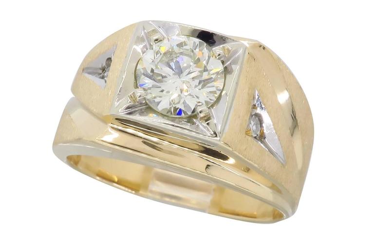 Men's Diamond Ring at 1stDibs | mens single diamond rings, mens gold ...