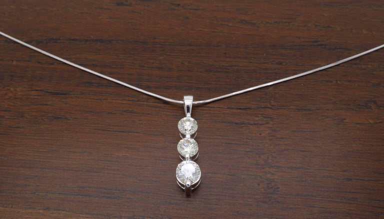 Three-Stone Past Present Future 1.00 Carat Diamond Drop Necklace at ...