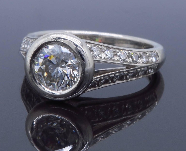 Platinum Bezel Set Diamond Ring at 1stDibs