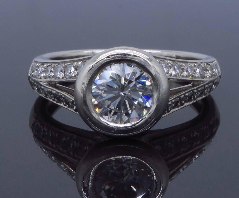 Platinum Bezel Set Diamond Ring at 1stDibs