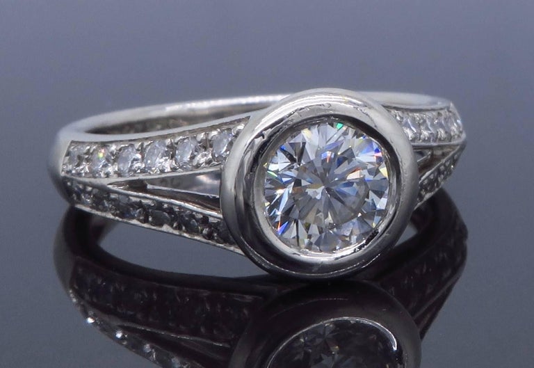 Platinum Bezel Set Diamond Ring at 1stDibs