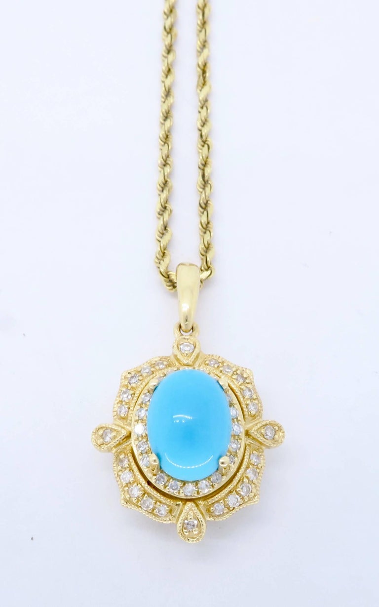 Effy Turquoise and Diamond Pendant at 1stDibs | effy turquoise necklace