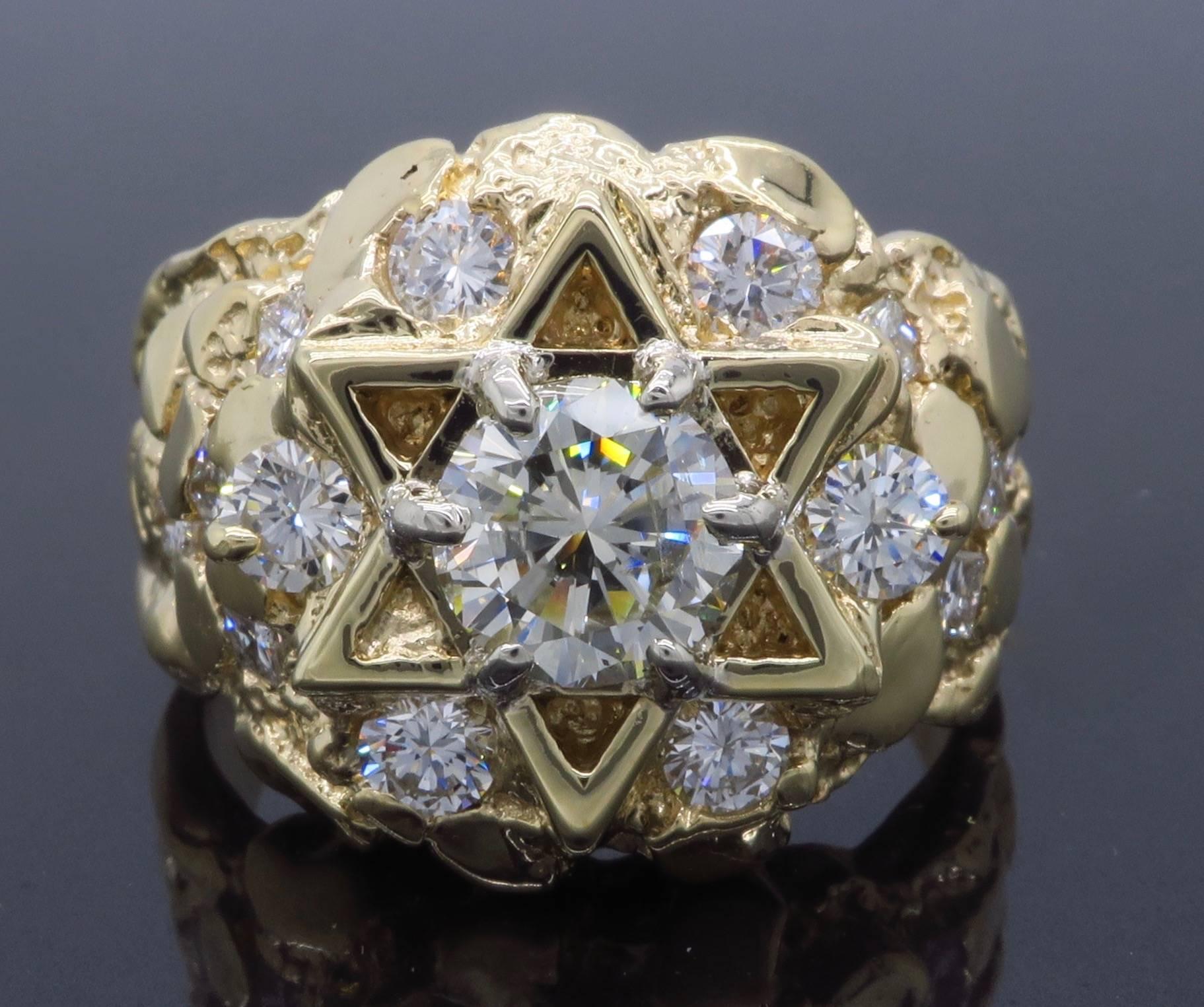 Star of David Men's Diamond Ring at 1stDibs | star of david ring for ...