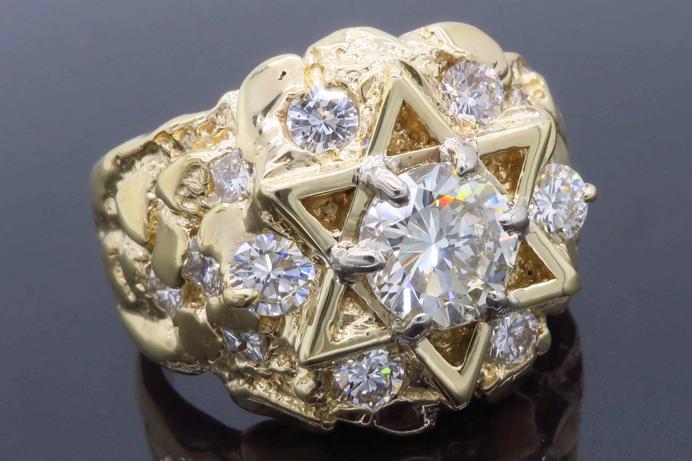 Star of David Men's Diamond Ring at 1stDibs | star of david ring for ...
