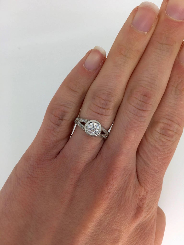 Platinum Bezel Set Diamond Ring at 1stDibs