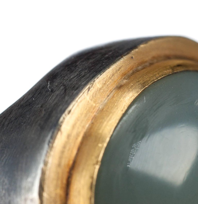 Lika Behar Green Moonstone Ring in Oxidized Silver and Yellow Gold at ...