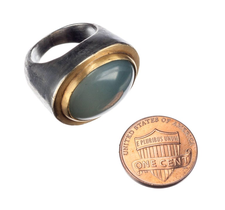 Lika Behar Green Moonstone Ring in Oxidized Silver and Yellow Gold at ...