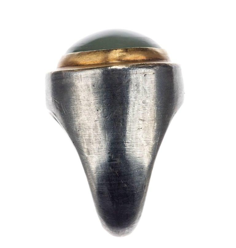 Lika Behar Green Moonstone Ring in Oxidized Silver and Yellow Gold at ...
