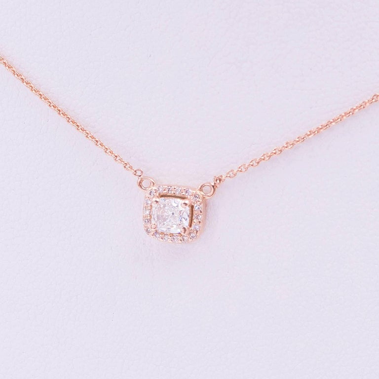 Chic Cushion Cut Diamond Pendant For Sale at 1stDibs