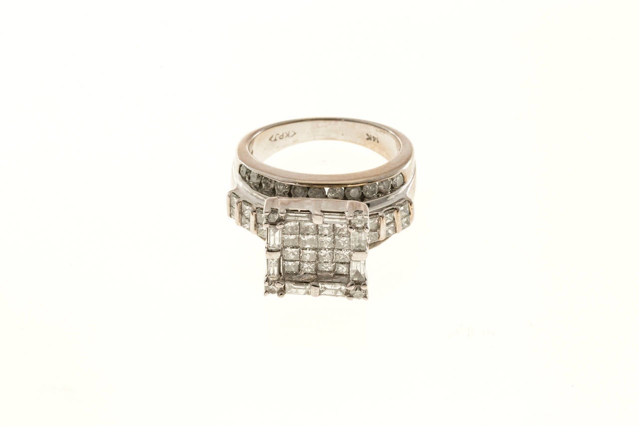 Square Cluster Diamond Gold Ring at 1stDibs | 14k kpj ring, kpj jewelry ...