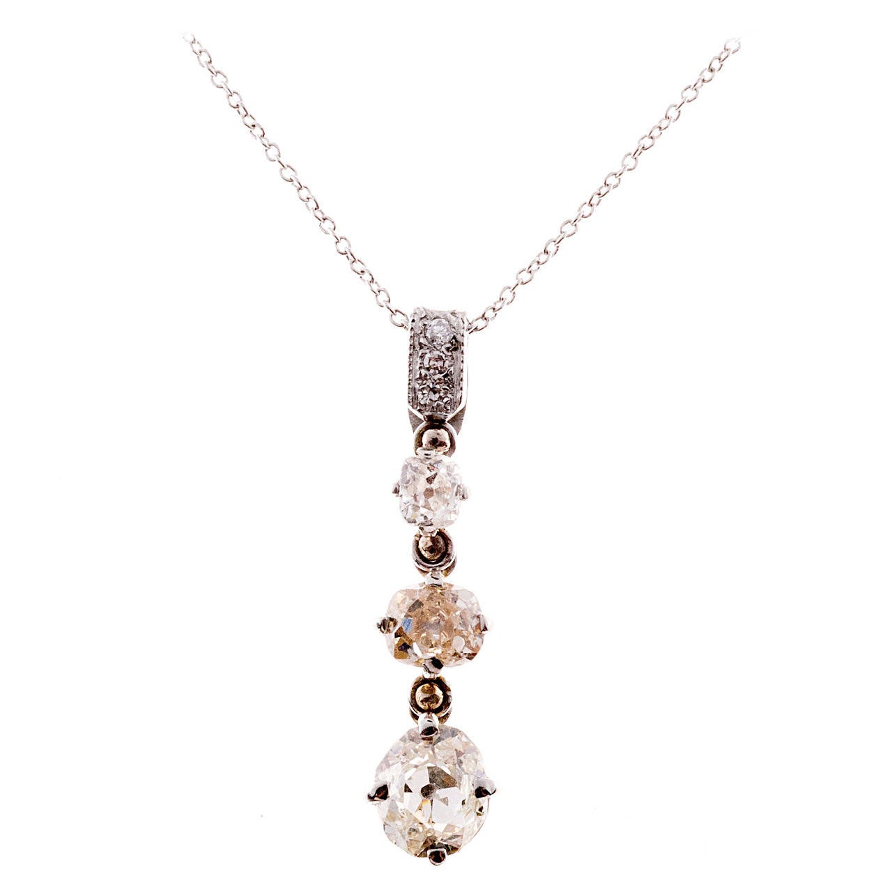 Diamond Platinum Leaf Pendant For Sale at 1stDibs