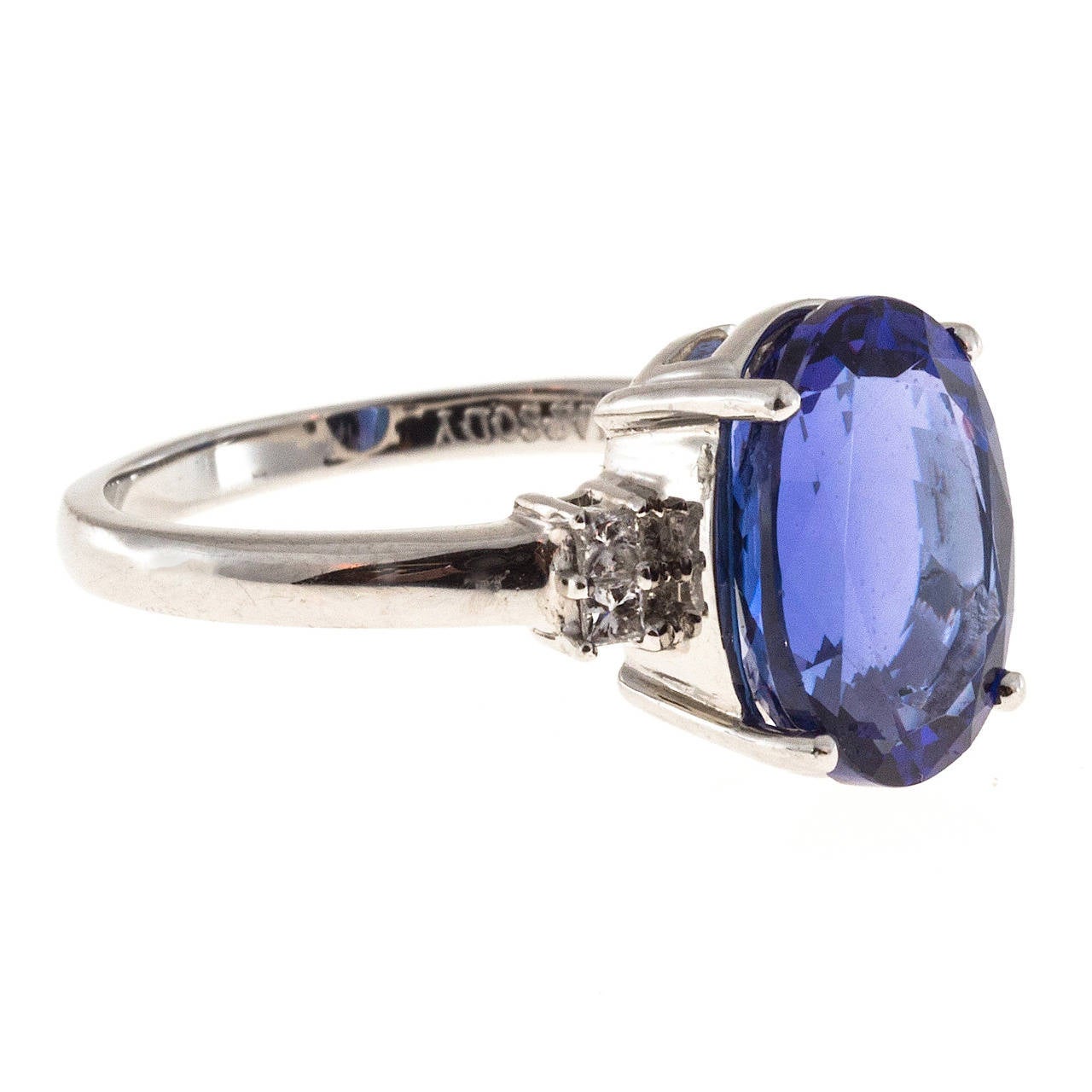 Rhapsody Purple Blue Oval Tanzanite And Princess Cut Diamond Platinum ...