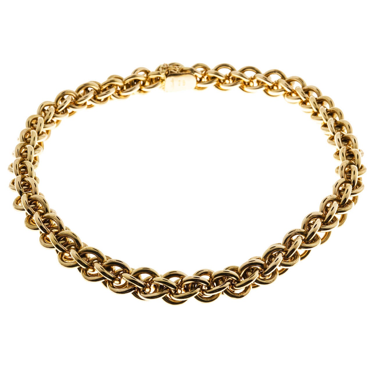 Giovanni Marchisio Italian Gold Woven Link Necklace For Sale at 1stDibs