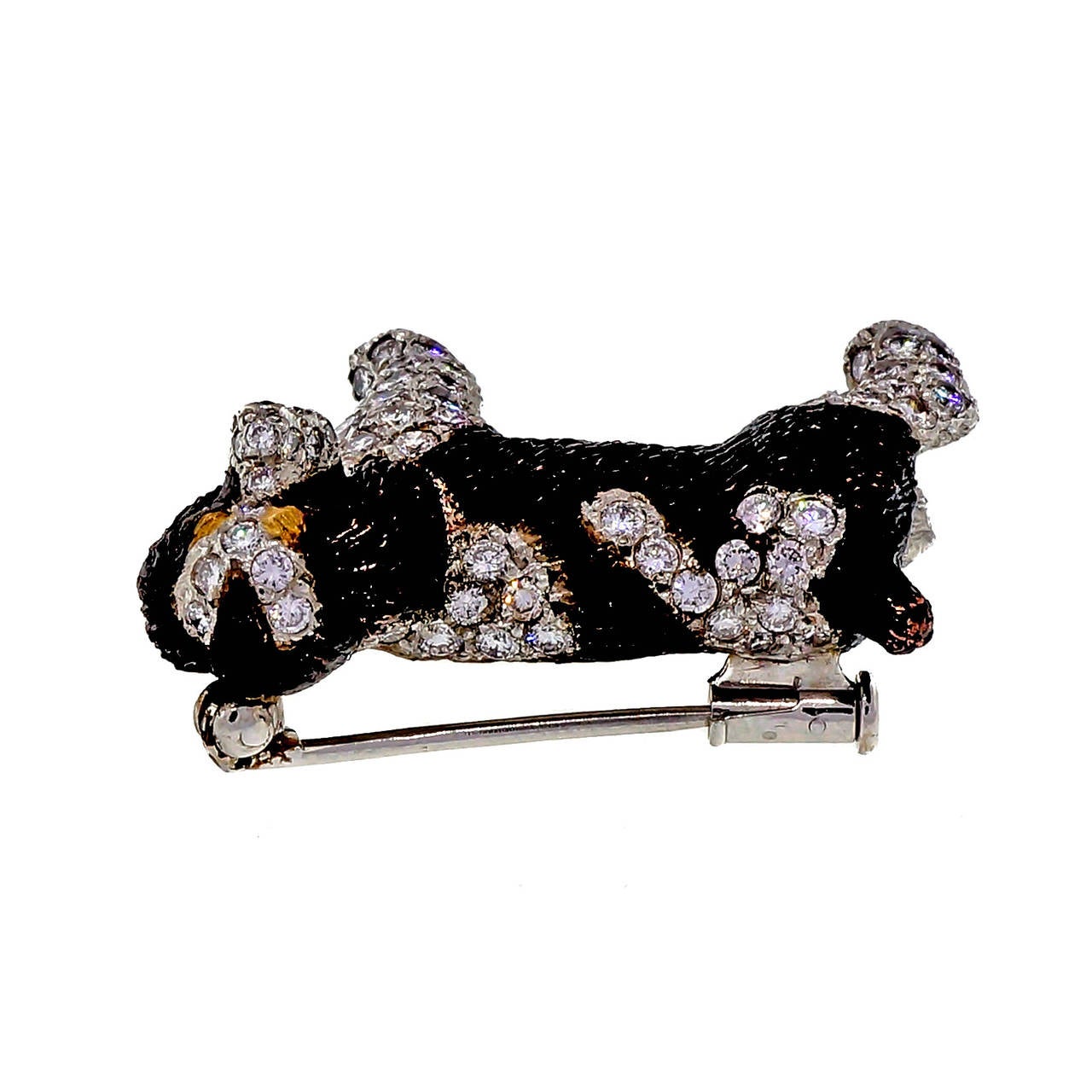 E. Wolfe 2.51 Carat Brittany Springer Spaniel Diamond Ruby Gold Dog ...