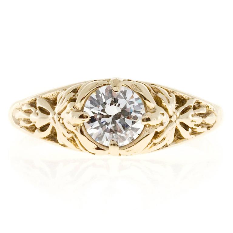 Diamond Gold Filigree Engagement Ring at 1stDibs | gold filigree ...