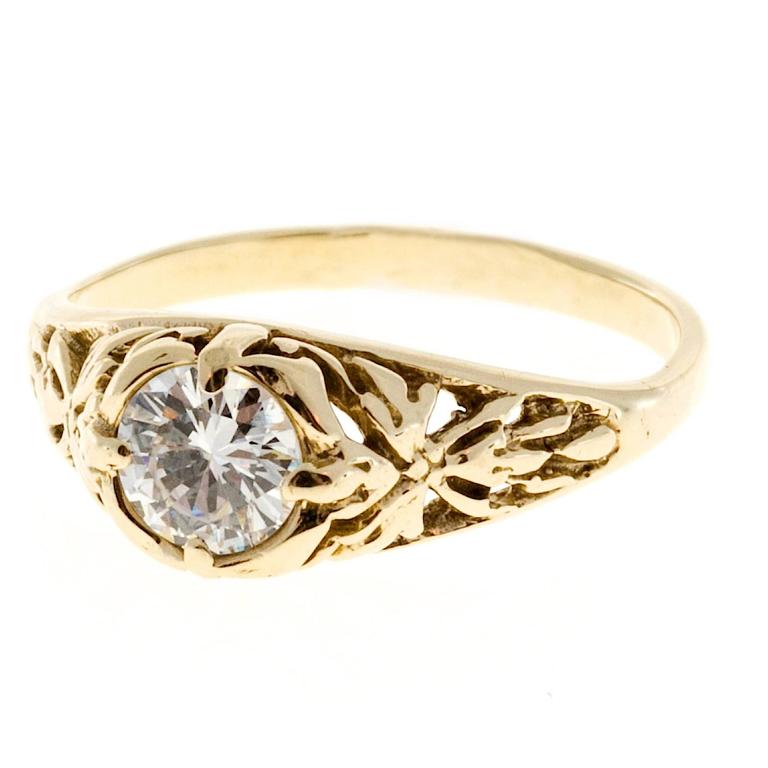 Diamond Gold Filigree Engagement Ring at 1stDibs | gold filigree ...