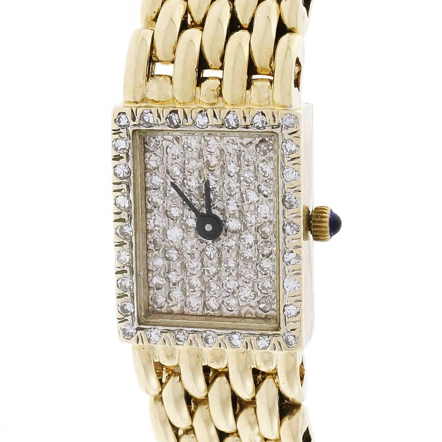 Cyma Lady's Yellow Gold Diamond Custom Dial Quartz Wristwatch For Sale ...