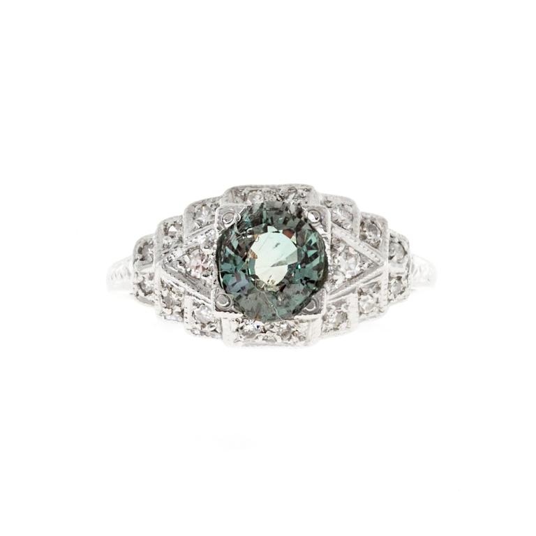 Natural Alexandrite Diamond Platinum Engagement Ring at 1stDibs ...