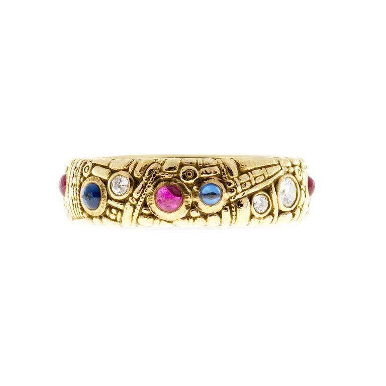 Alex Sepkus Sapphire Ruby Diamond Gold Eternity Band Ring at 1stDibs