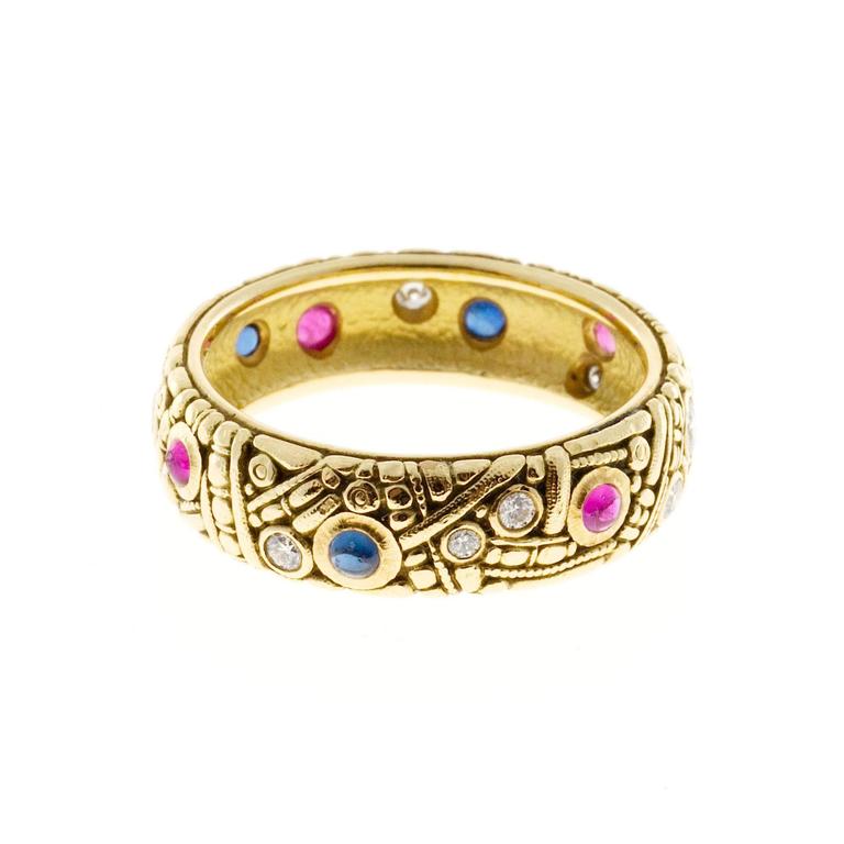 Alex Sepkus Sapphire Ruby Diamond Gold Eternity Band Ring at 1stDibs