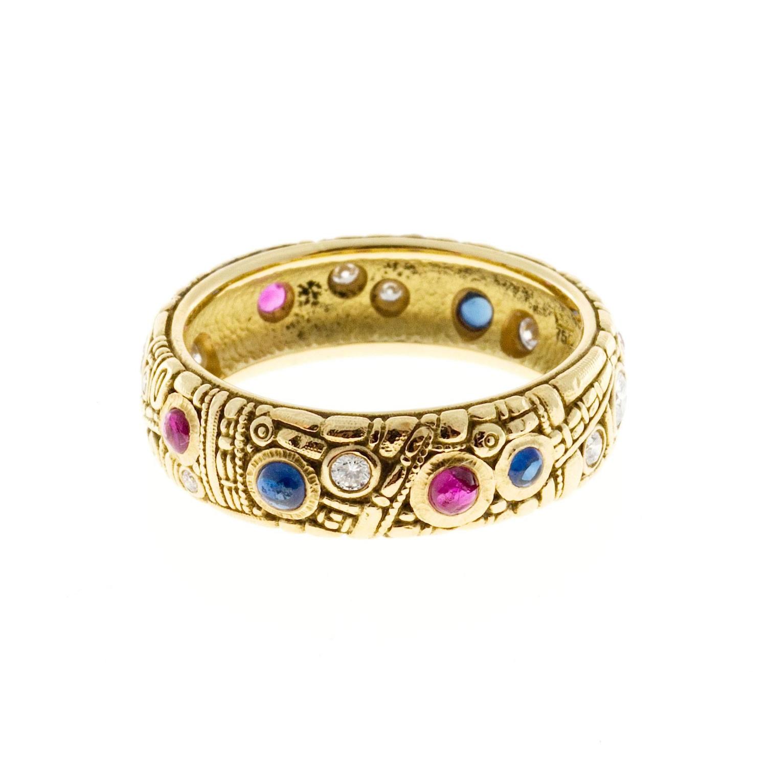 Alex Sepkus Sapphire Ruby Diamond Gold Eternity Band Ring For Sale at ...