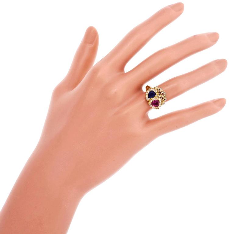 Victorian Ruby Sapphire Diamond Gold Crown Ring For Sale at 1stDibs ...
