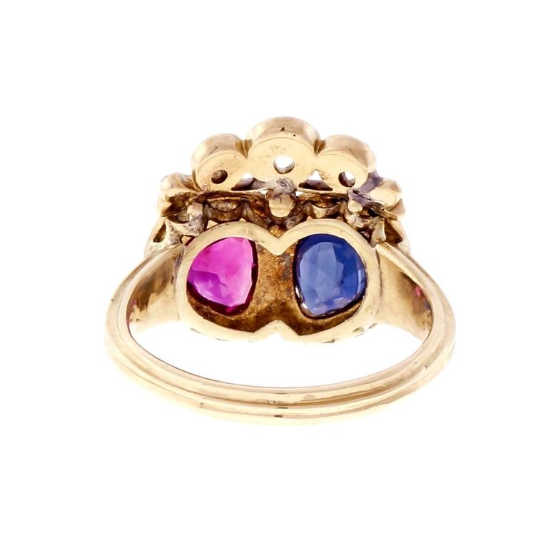 Victorian Ruby Sapphire Diamond Gold Crown Ring For Sale at 1stDibs ...