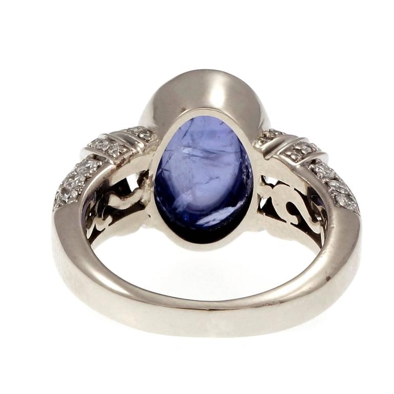Oval Cabochon Tanzanite Diamond Gold Ring For Sale At 1stdibs
