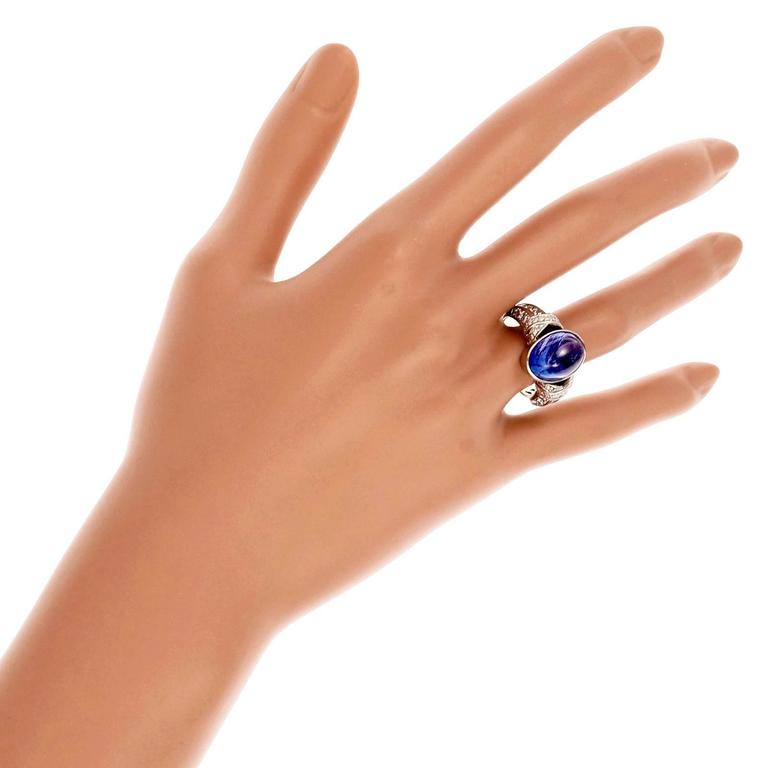 Oval Cabochon Tanzanite Diamond Gold Ring For Sale At 1stdibs