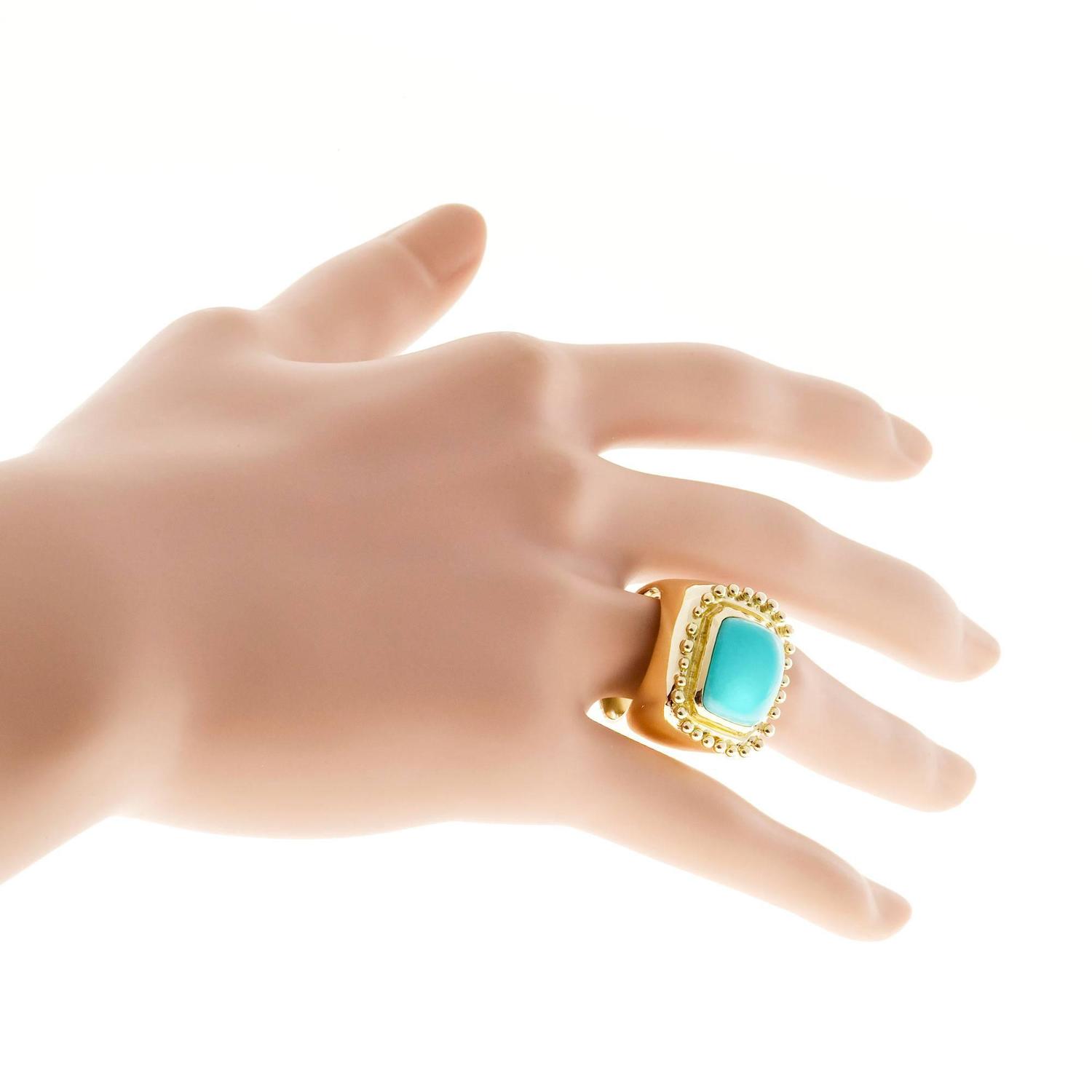 Natural Turquoise Gold Ring For Sale at 1stdibs
