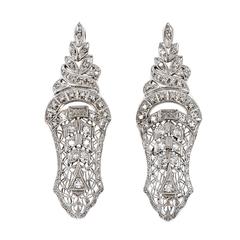 Diamond Gold Open Work Earrings at 1stDibs