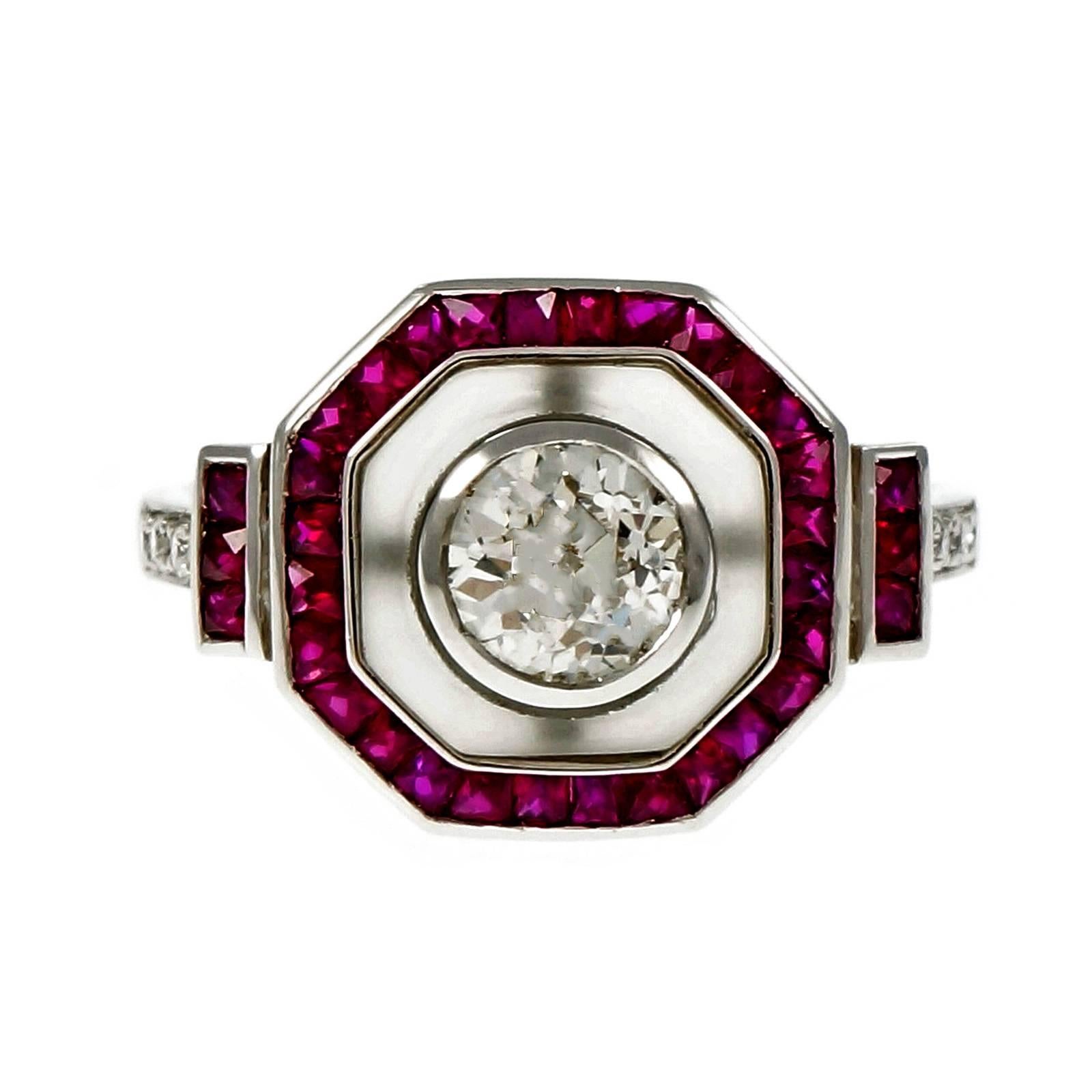 Vintage Buccellati Italy Ruby Diamond Platinum Starburst Engagement ...