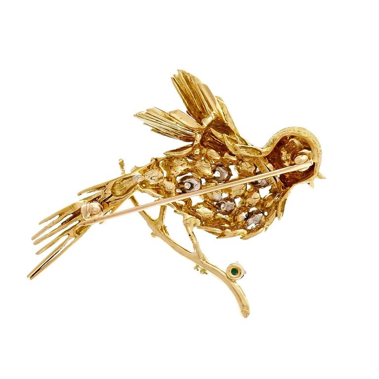 J. Rossi Turquoise Ruby Diamond Gold Robin Pin Brooch at 1stDibs | j ...
