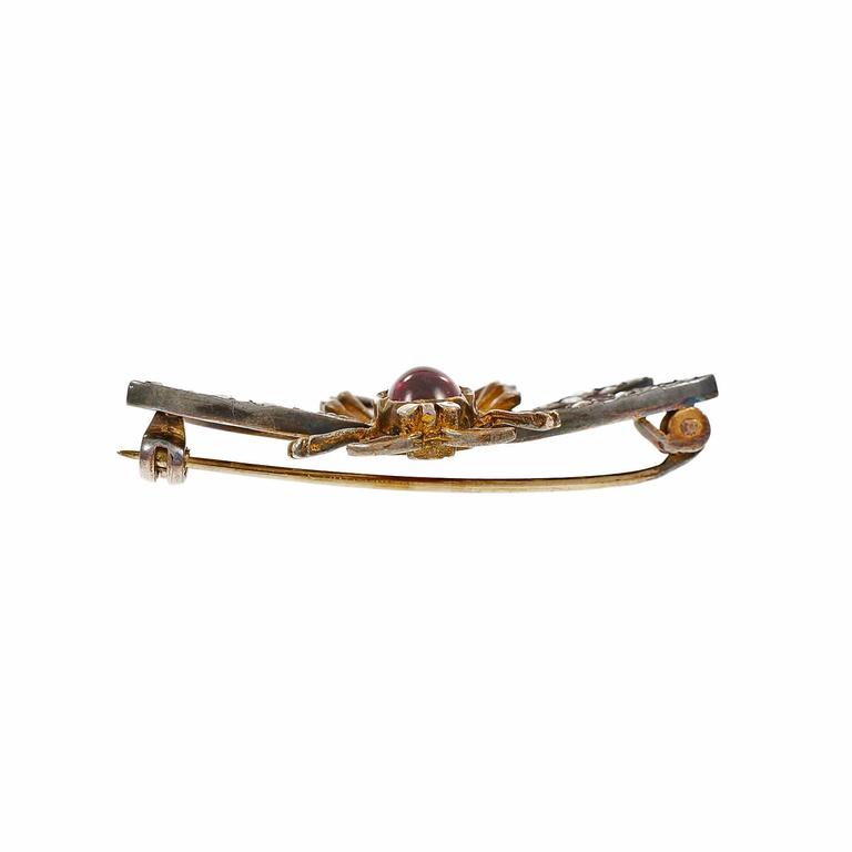 Garnet Diamond Silver Gold Wasp Pin at 1stDibs