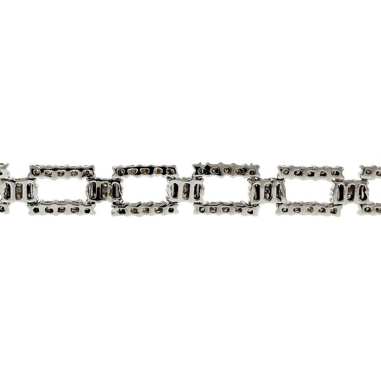 Diamond Rectangle Link Gold Bracelet For Sale at 1stDibs