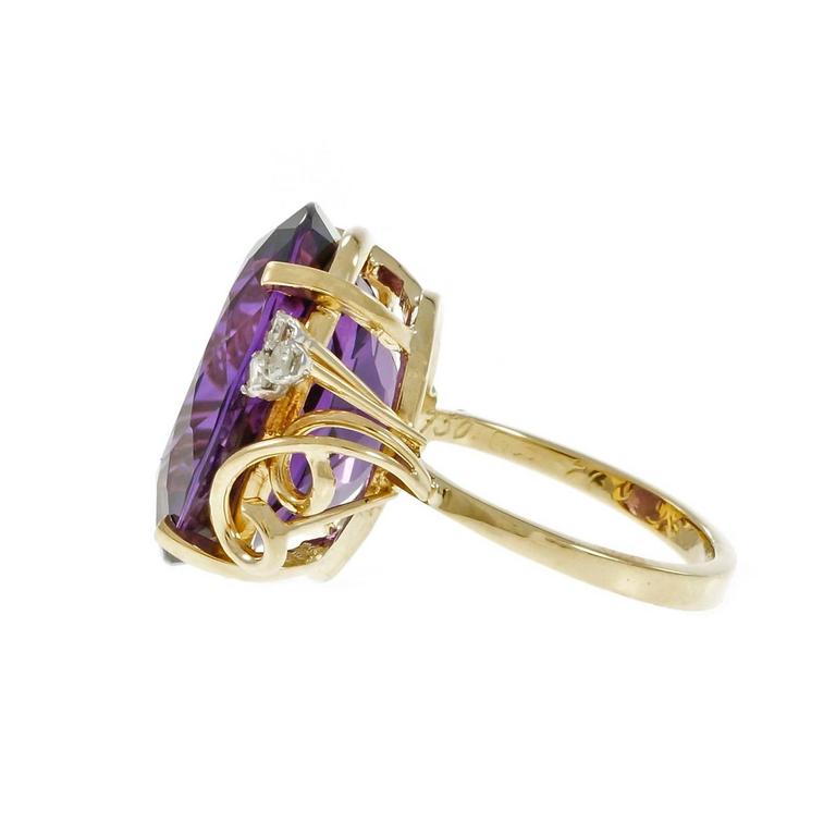Large Oval Amethyst Diamond Gold Cocktail Ring at 1stDibs | amethyst ...