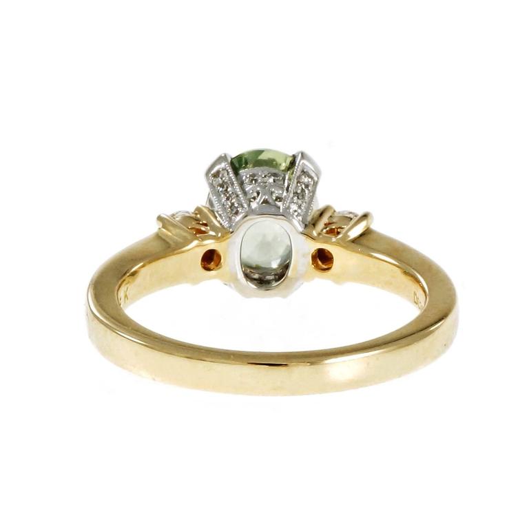 Natalie K Natural Green Sapphire Diamond Gold Three-Stone Engagement ...