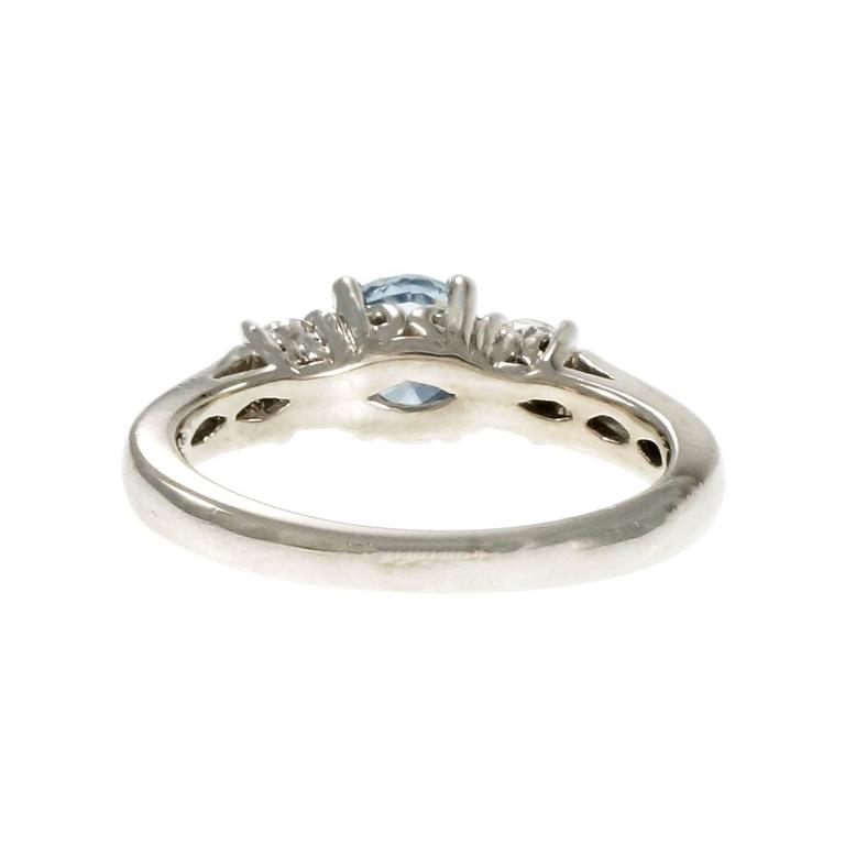 Natural Light Blue Sapphire Diamond Platinum Three Stone Engagement ...