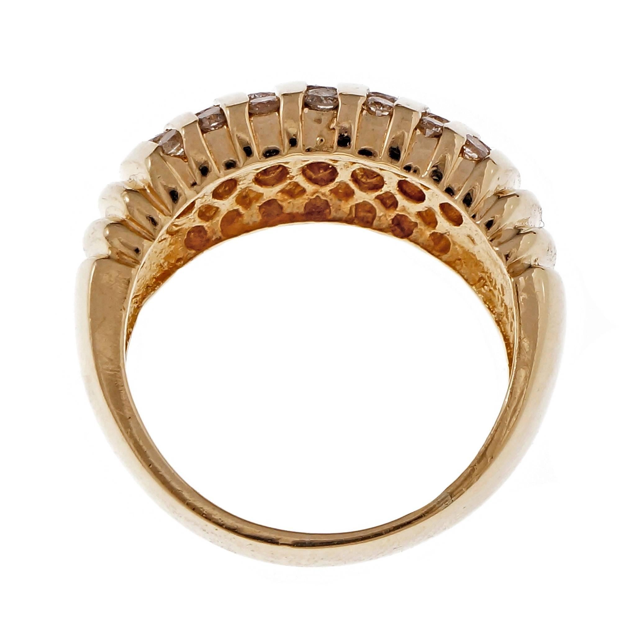 Domed Channel Set Diamond Gold Cocktail Ring at 1stDibs