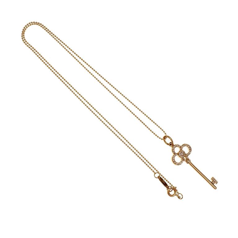 Tiffany and Co. Crown Key Diamond Gold Pendant Necklace at 1stDibs ...