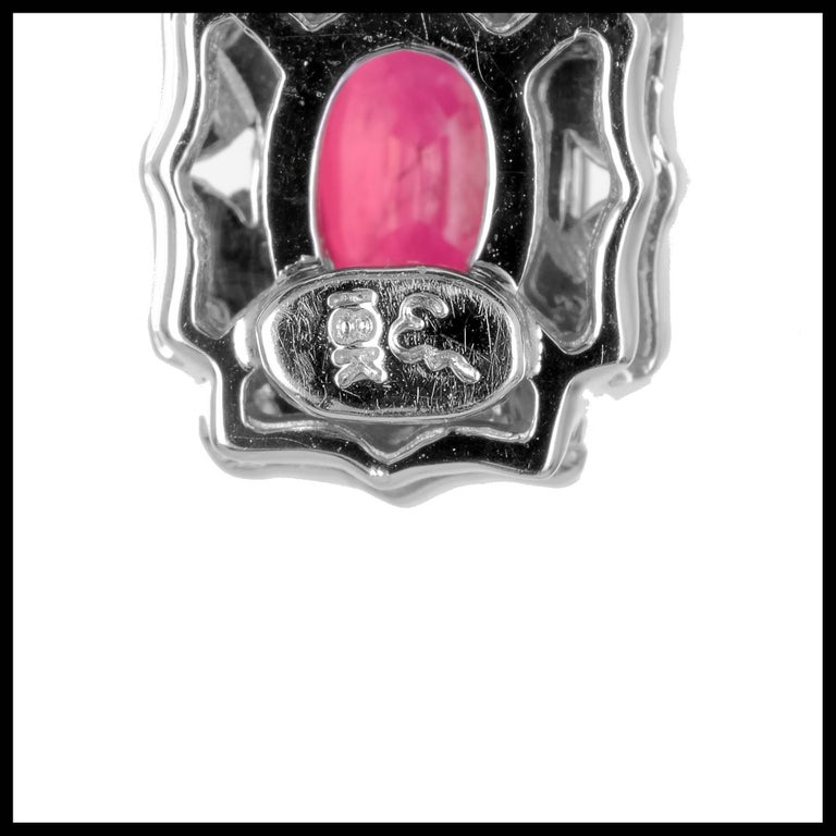 .90 Carat Oval Bright Red Ruby Diamond Gold Pendant Necklace at 1stDibs ...