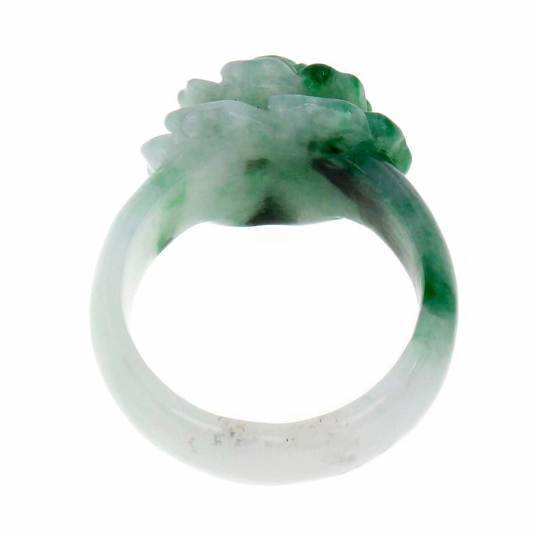 GIA Certified Natural Jadeite Jade Flower Ring For Sale at 1stDibs ...